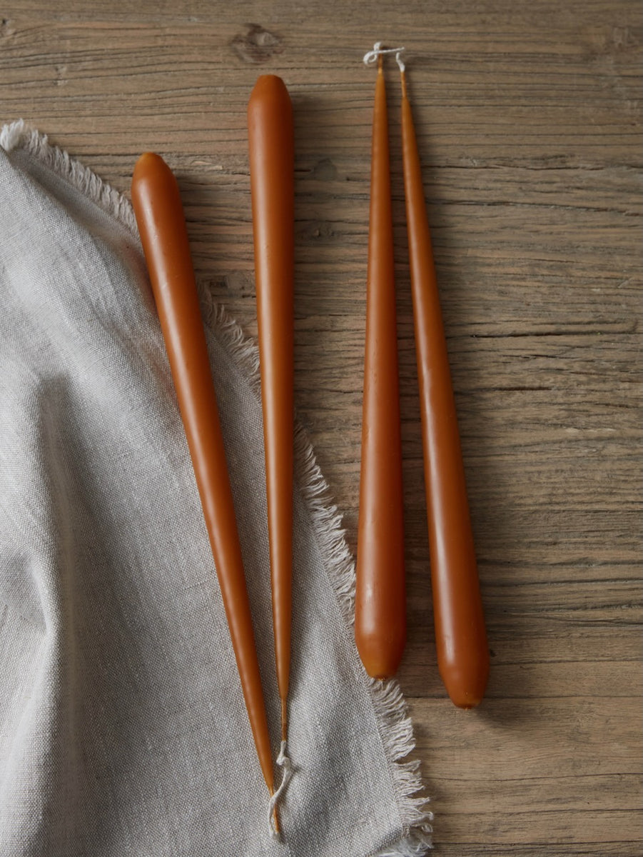 Set of 4 Camel Taper Candles