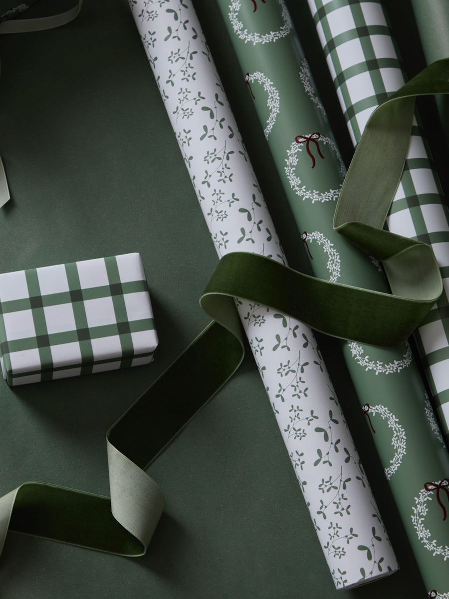 10m Green Check Wrapping Paper