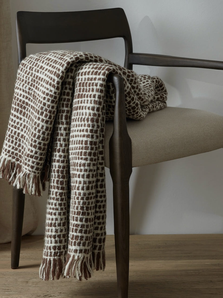 Brown Loose Weave Wool Throw