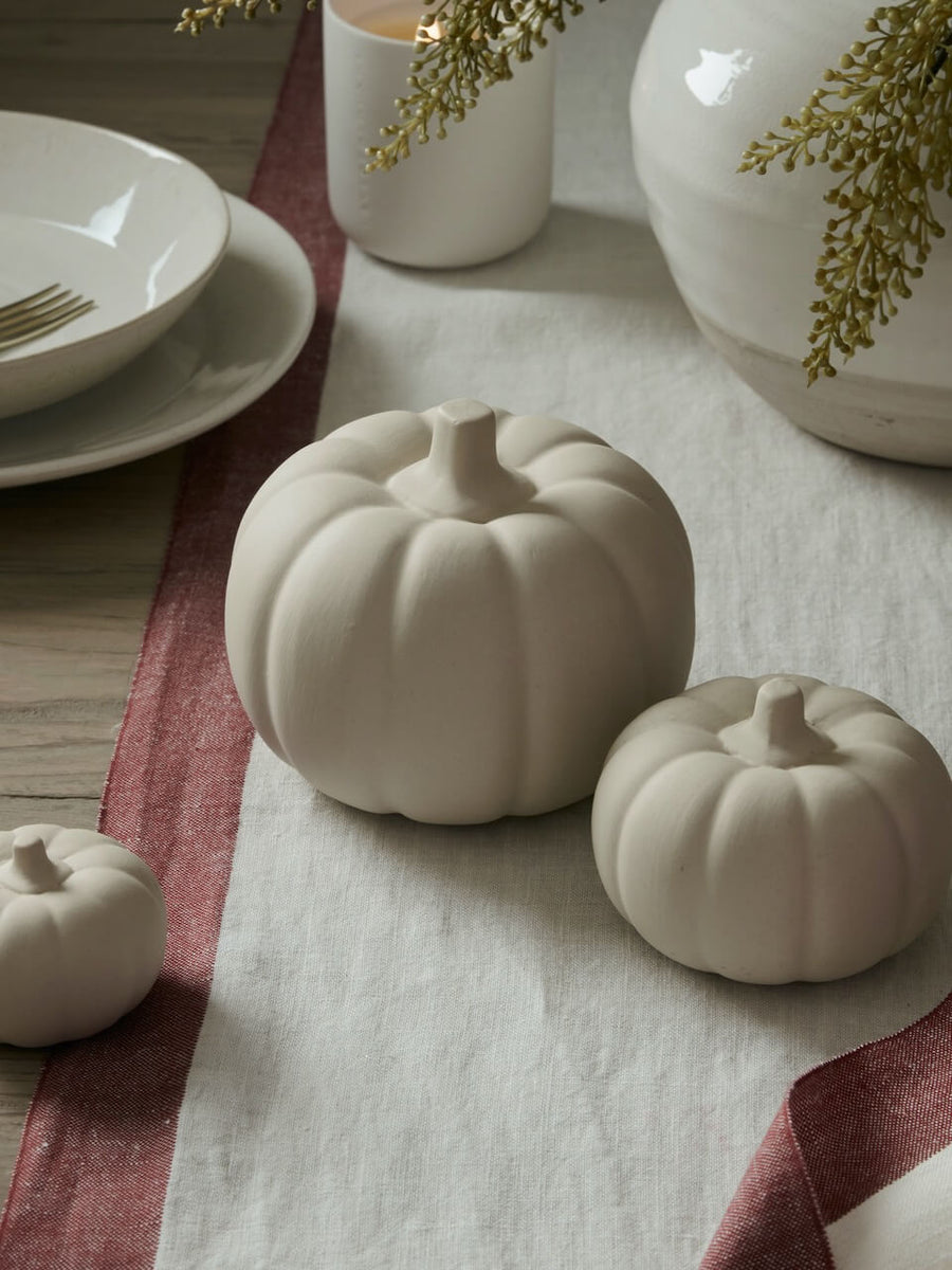 Set of 3 Beige Ceramic Pumpkins