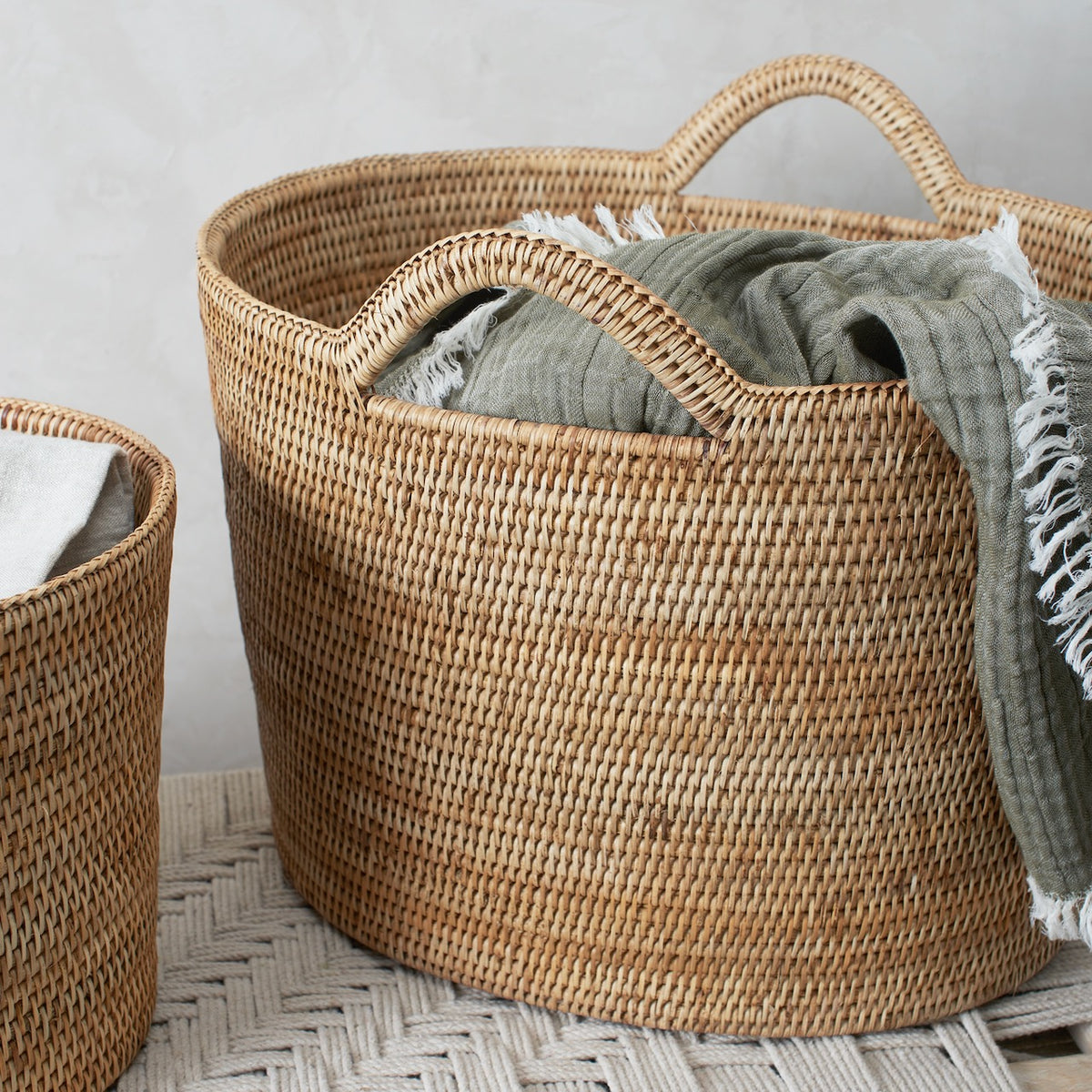 Natural Rattan Bucket Basket