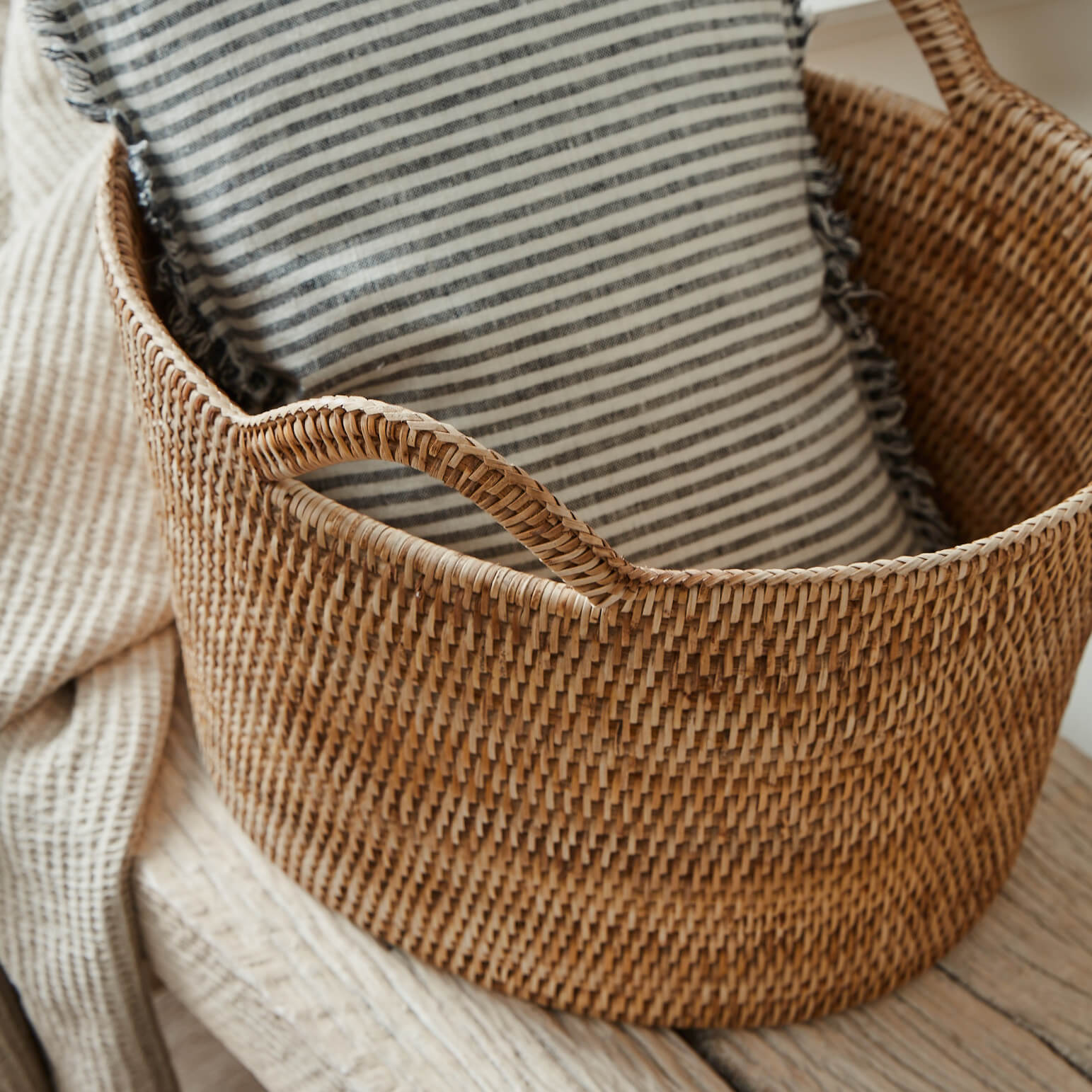 Natural Rattan Bucket Basket